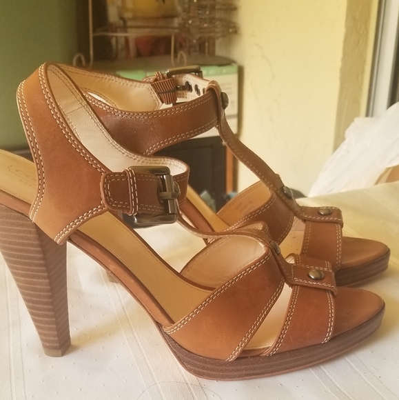 Coach | Shoes | Nwot Coach Tan Leather Strappy Sandals | Poshmark